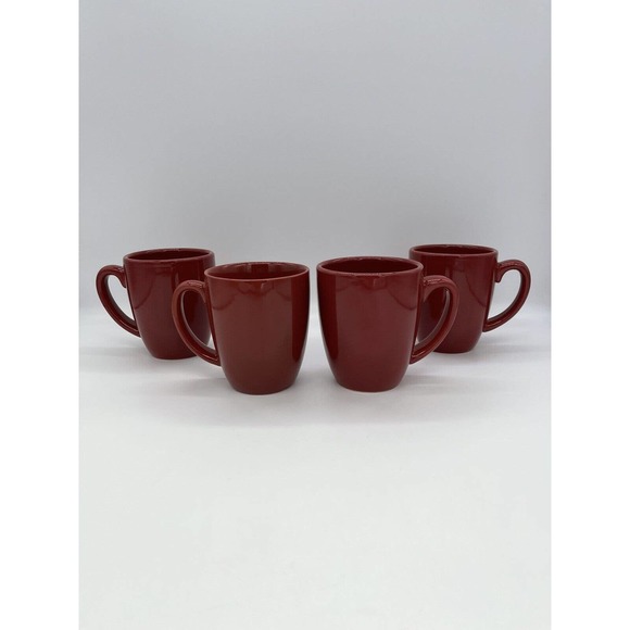 Corelle | Kitchen | Corelle Corning Red Stoneware Set Of 4 Coffee Mugs ...